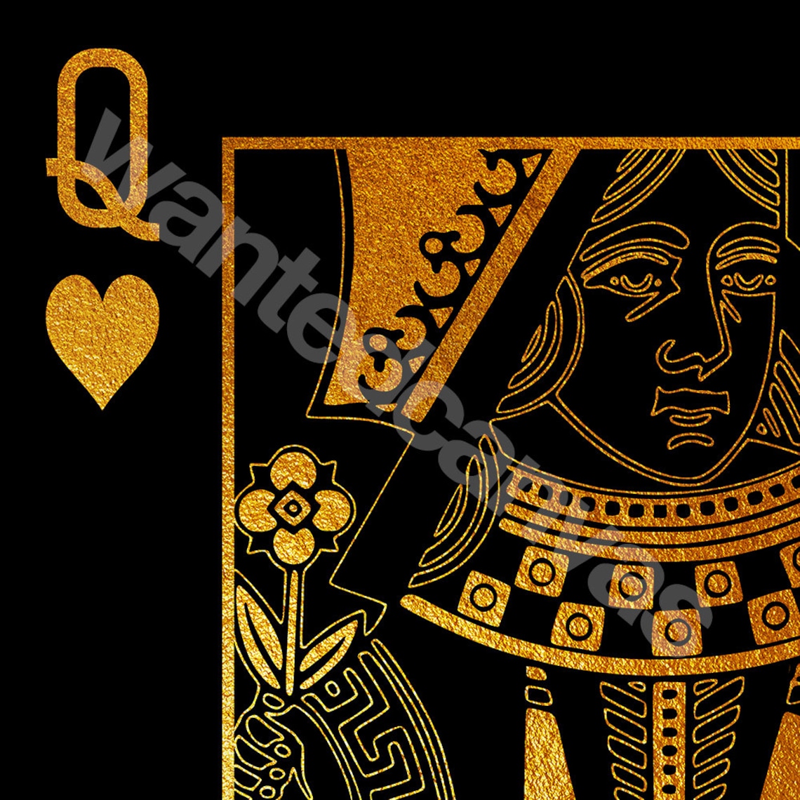 King & Queen of Hearts Gold Playing Card Canvas Print Wall Art | Etsy ...