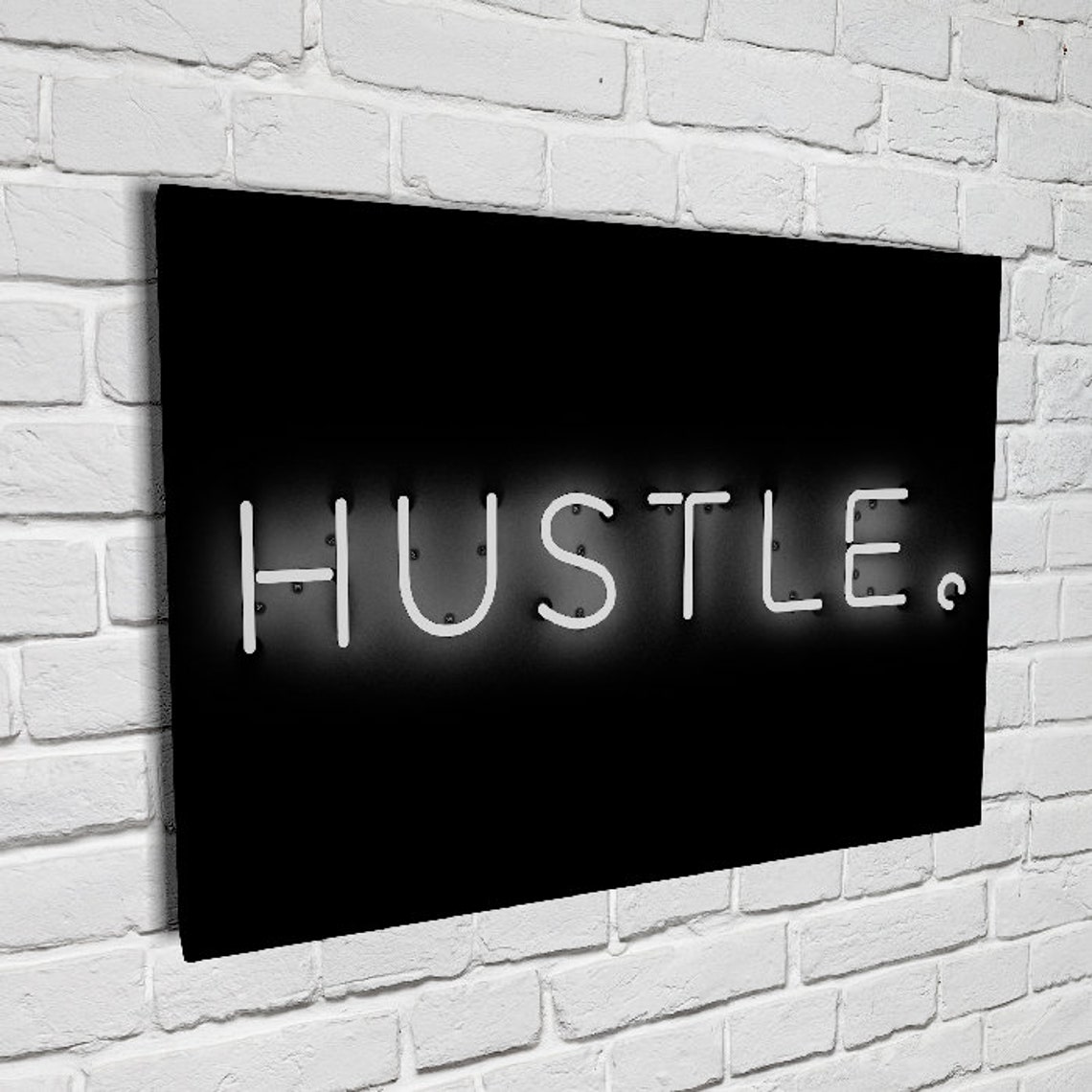 Hustle Neon Sign to Do List Motivational Canvas Wall Art Pop - Etsy