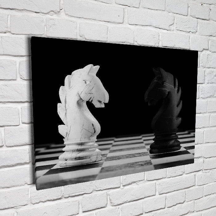 Knight Vs. Knight Chess Piece Black and White Canvas Print - Etsy