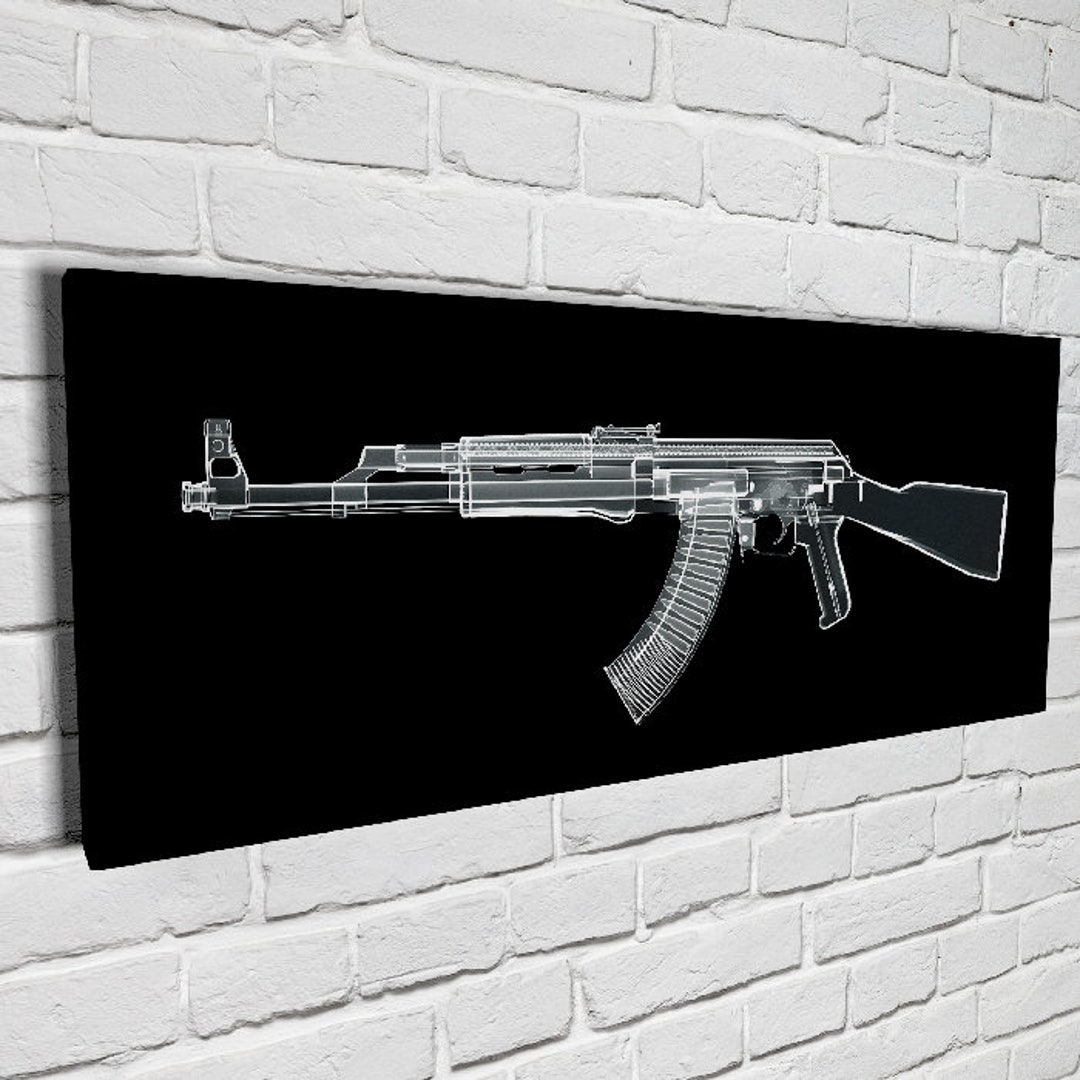 AK47 X-ray Rifle Gun Military Painting CAT Scan Art Canvas Wall Art ...