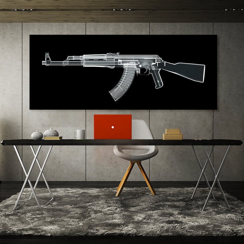 AK47 X-ray Rifle Gun Military Painting CAT Scan Art Canvas - Etsy
