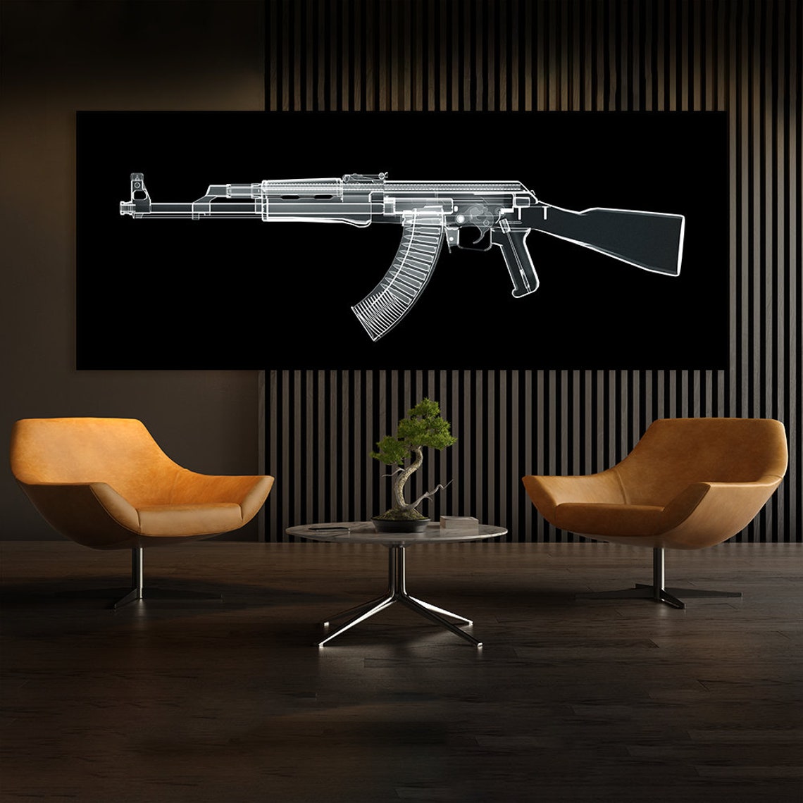 AK47 X-ray Rifle Gun Military Painting CAT Scan Art Canvas - Etsy