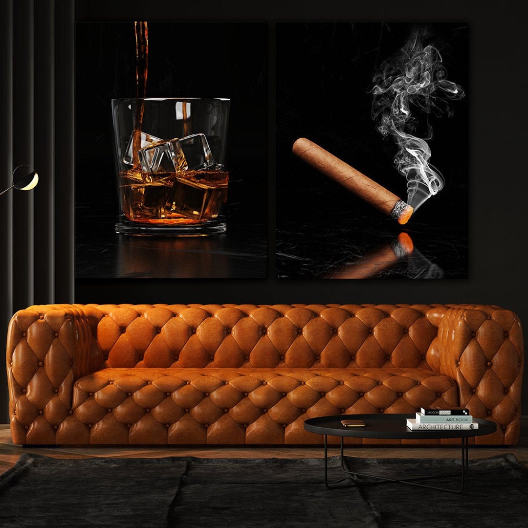 Whiskey & Cigar Canvas Print Wall Art Home Decor Poster Painting Set of ...