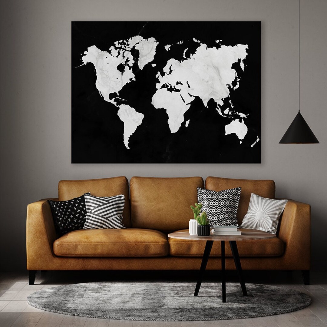 Marble World Map Canvas Print Wall Art Poster Home Decor Painting - Etsy
