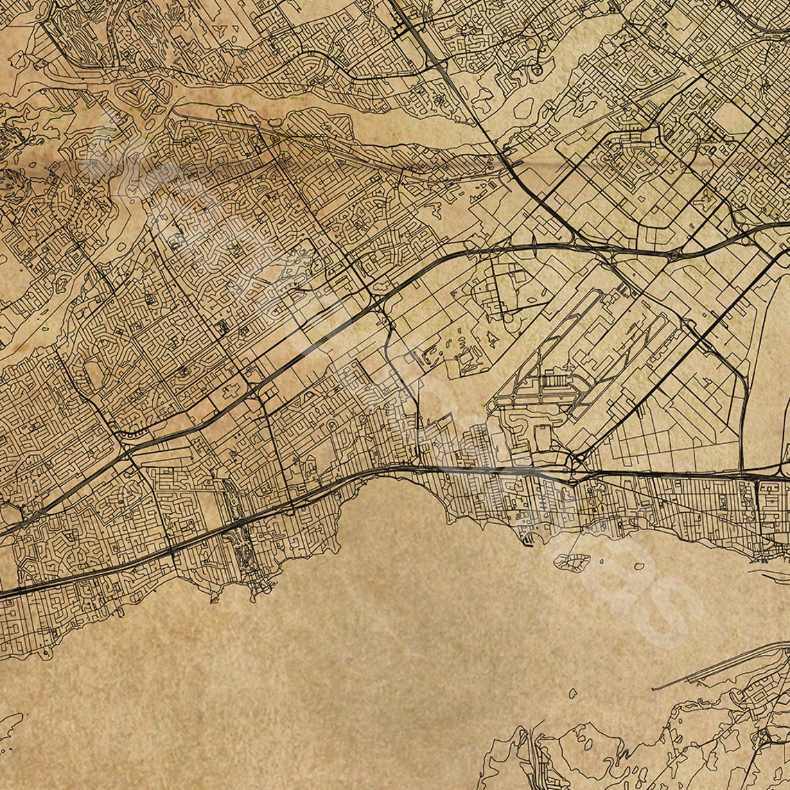 Custom Vintage City Map Road Print Canvas Wall Art Pop Gift | Etsy