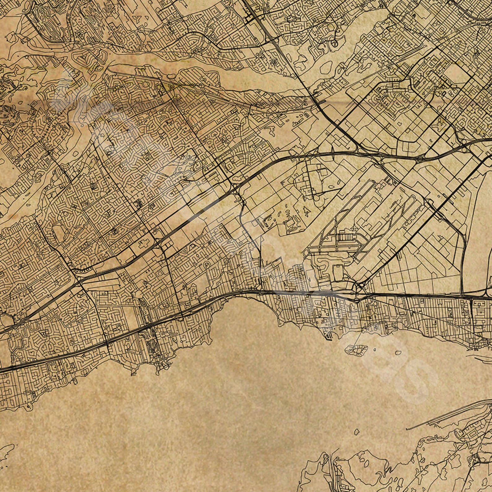 Custom Vintage City Map Road Print Canvas Wall Art Pop Gift | Etsy