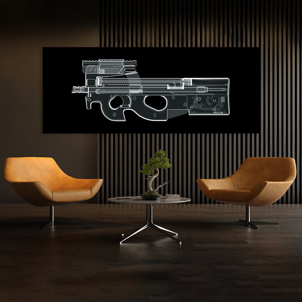 FN P90 Xray CAT Scan Rifle Gun Military Painting Art Canvas - Etsy