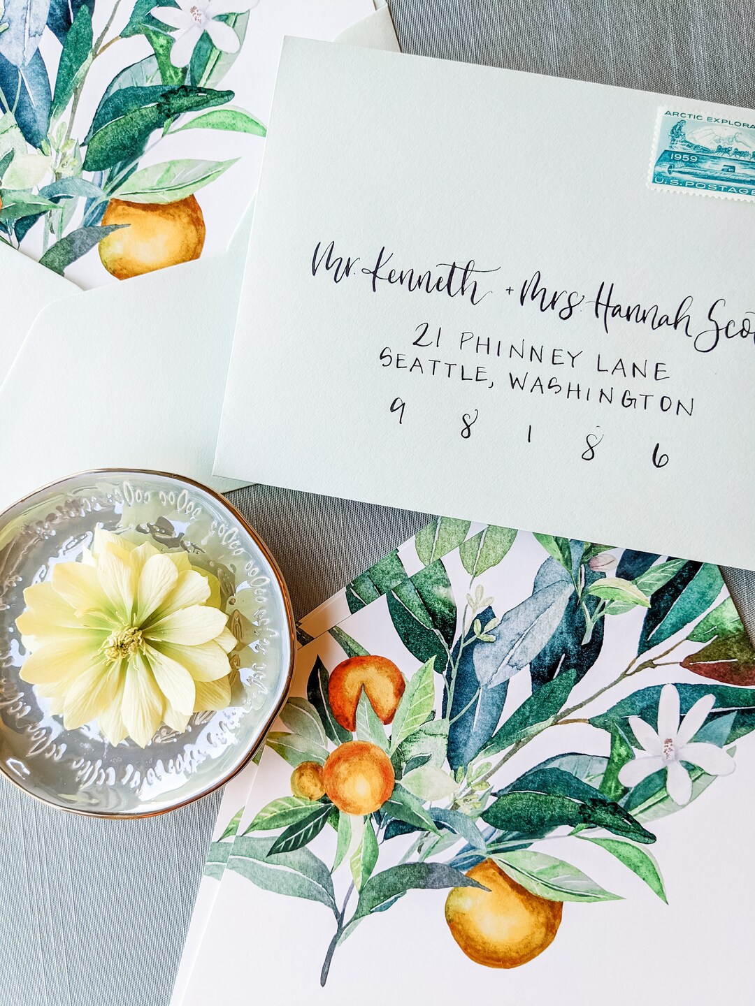 A7 Envelope Liner With Euro Flap | Citrus and Flower Wedding Envelope ...