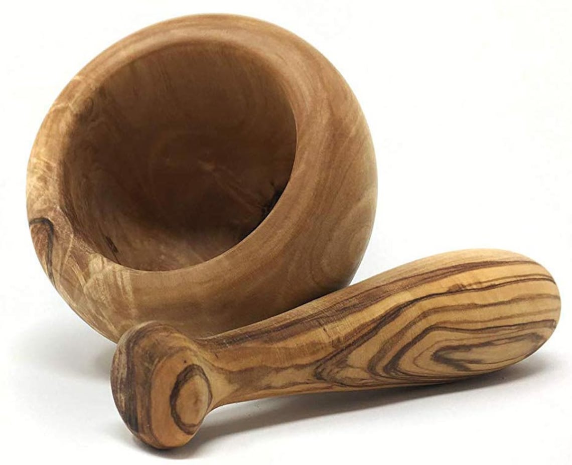 Aramedia Mortar and Pestle Olive Wood Tunisian Handicrafts - Etsy