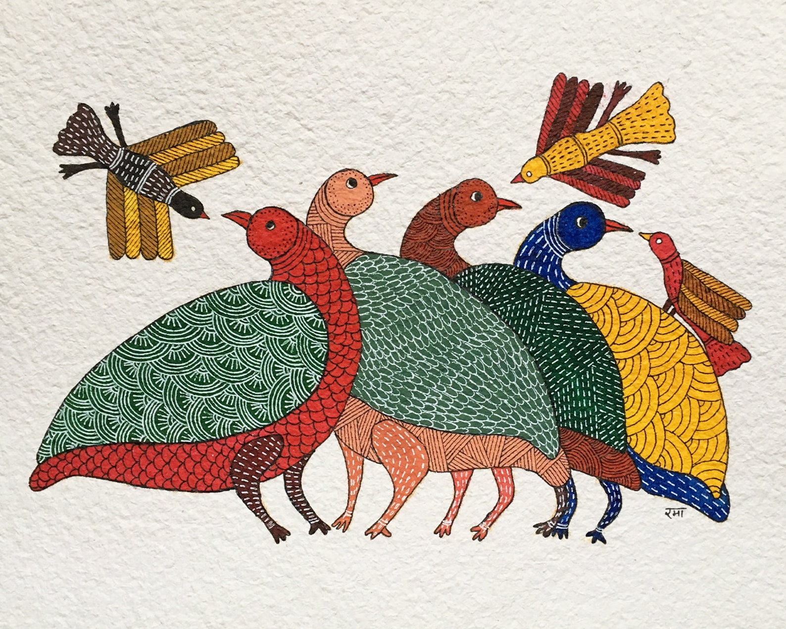 Original Gond Art Painting. Original water colour Painting. | Etsy