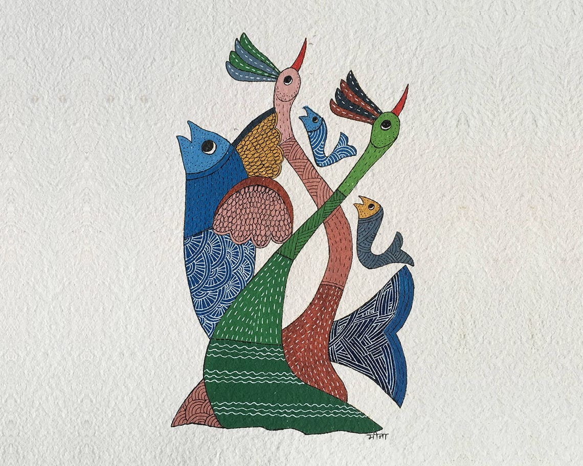 Buy Original Gond Art Painting. Original Water Colour Painting. Indian ...
