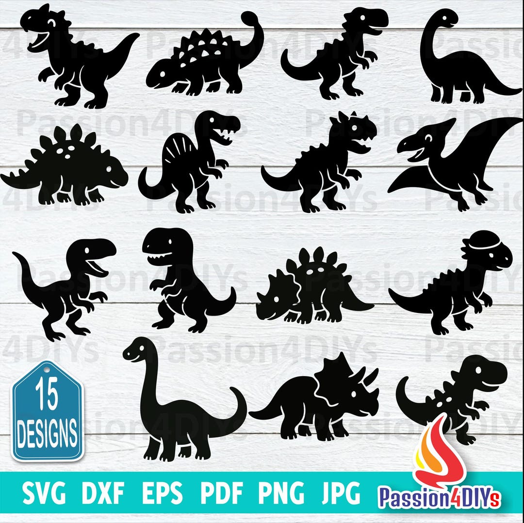 Lindo paquete de SVG de dinosaurio, 15 diseños de dinosaurio SVG ...