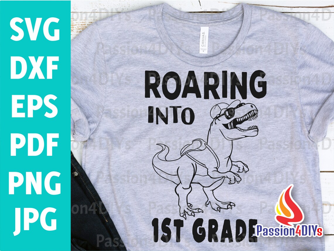 Roaring Into 1st Grade Svg First Grade Dinosaur Svg Back to - Etsy