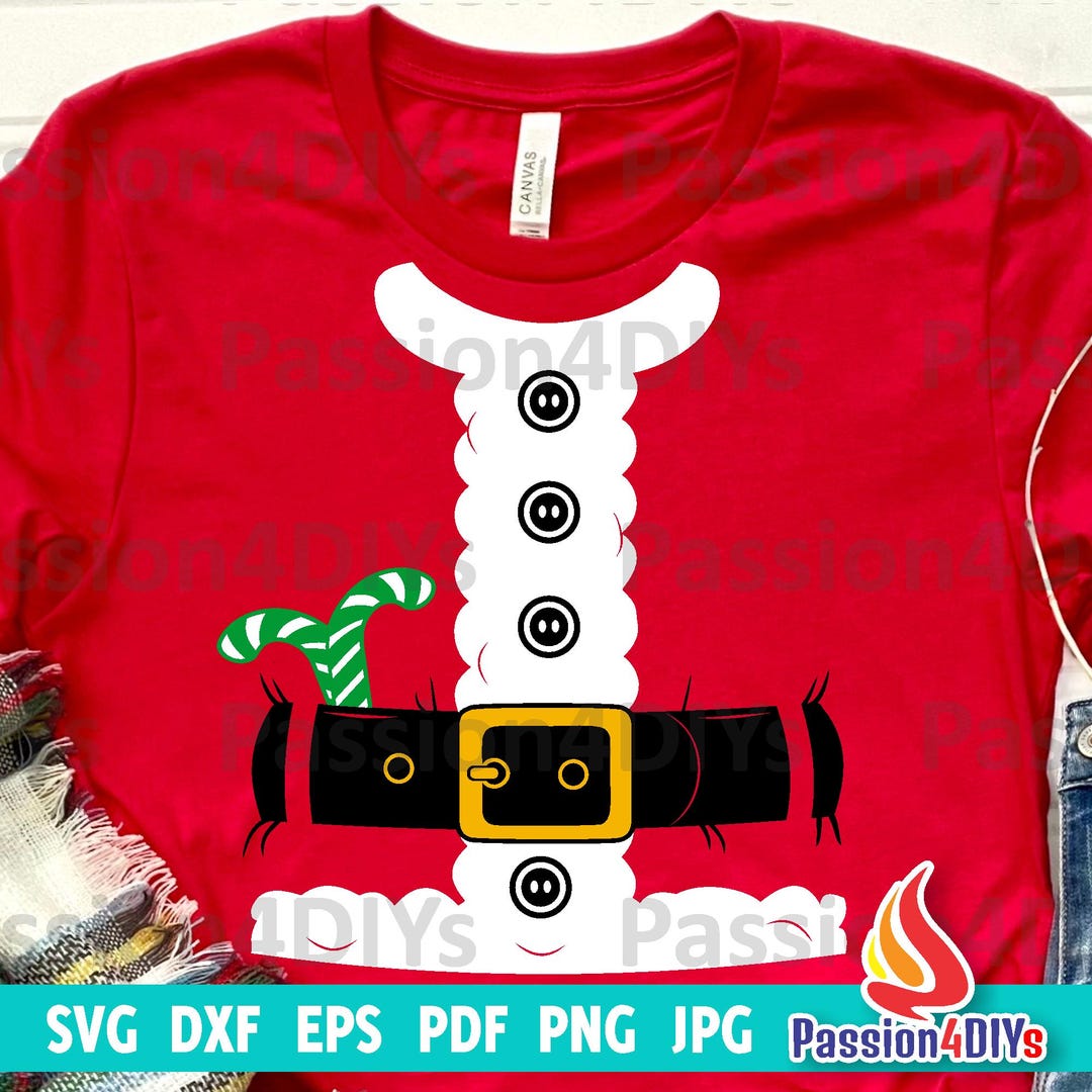 Christmas Svg, Santa Costume Svg, Santa Outfit Svg, Santa Suit Shirt ...
