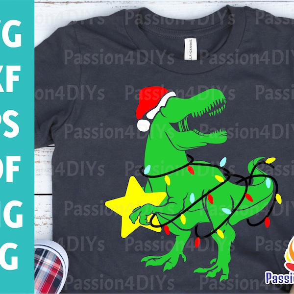 Christmas T Rex Svg - Etsy
