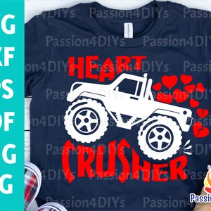 Valentines Svg, Heart Crusher Svg, Monster Truck Svg, Valentines Truck ...