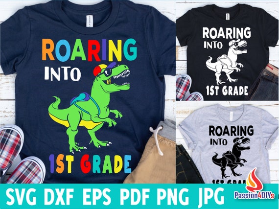 Roaring Into 1st Grade Svg First Grade Dinosaur Svg Back to | Etsy