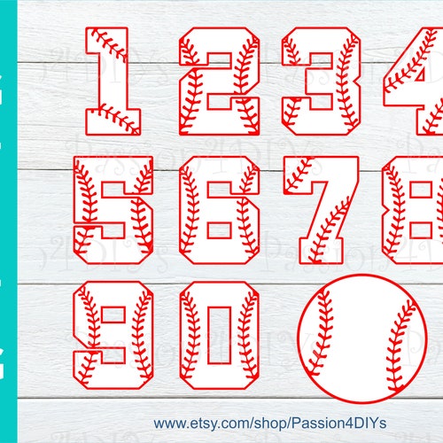 Baseball Softball Alphabet Numbers Svg Png Dxf Pdfeps | Etsy