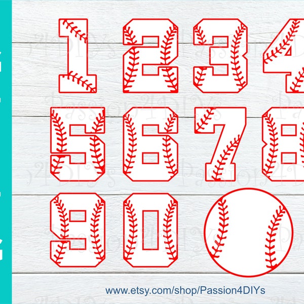 Baseball Numbers Svg - Etsy