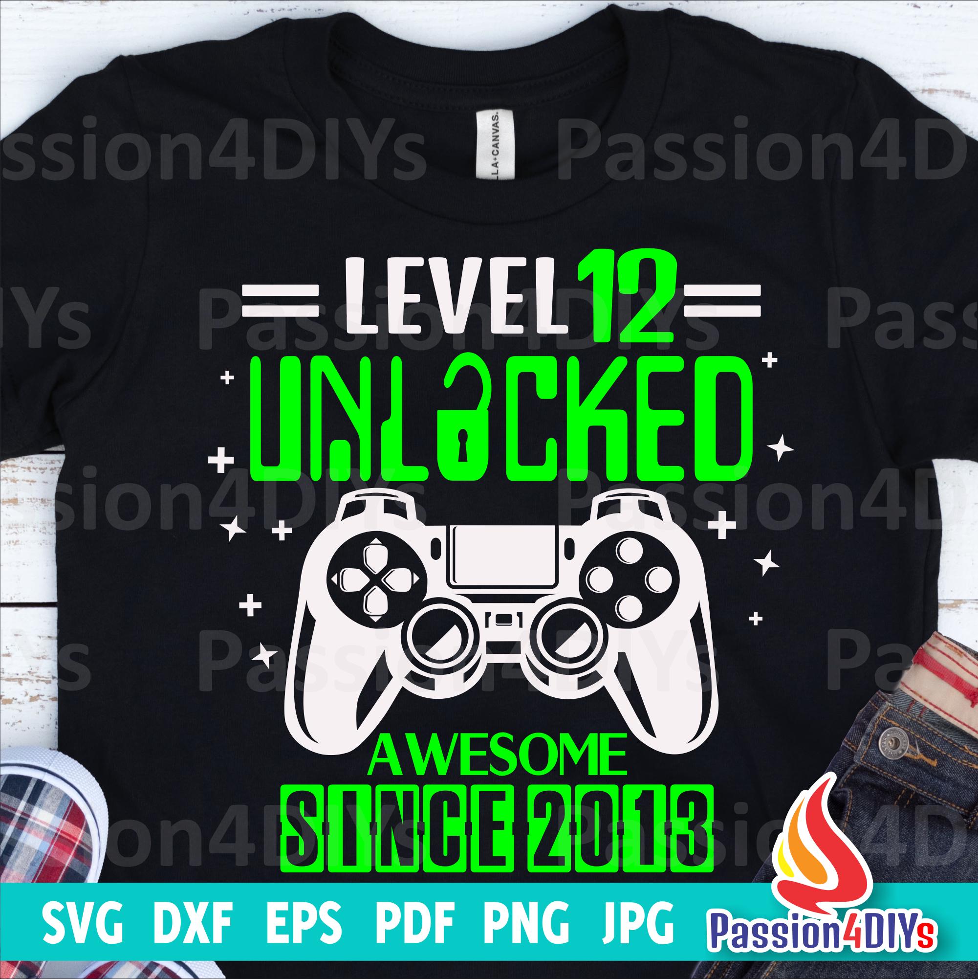Level 12 Unlocked Svg / 12th Birthday Boy Gamer / 12 Years Old Gamer ...