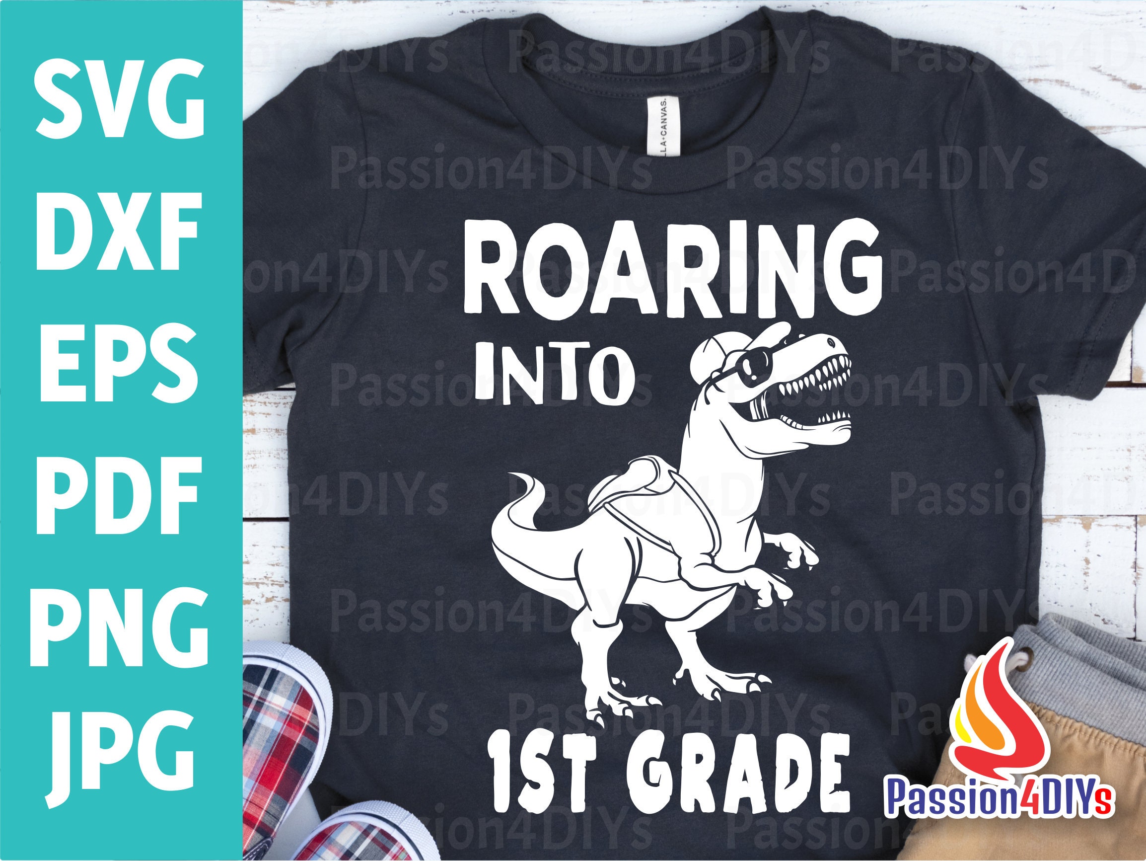 Roaring Into 1st Grade Svg First Grade Dinosaur Svg Back to - Etsy