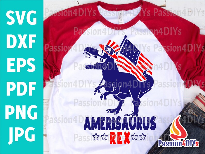 Ameri Saurus Svg, Patriotic Dinosaur USA T-rex, 4th of July Svg, Red ...