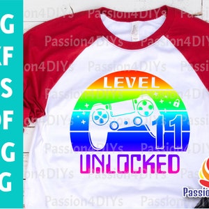 Level 11 Unlocked Svg 11th Birthday Boy Gamer / 11 Years Old Gamer T ...