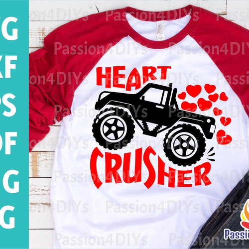 Valentines Svg Heart Crusher Svg Monster Truck Svg - Etsy