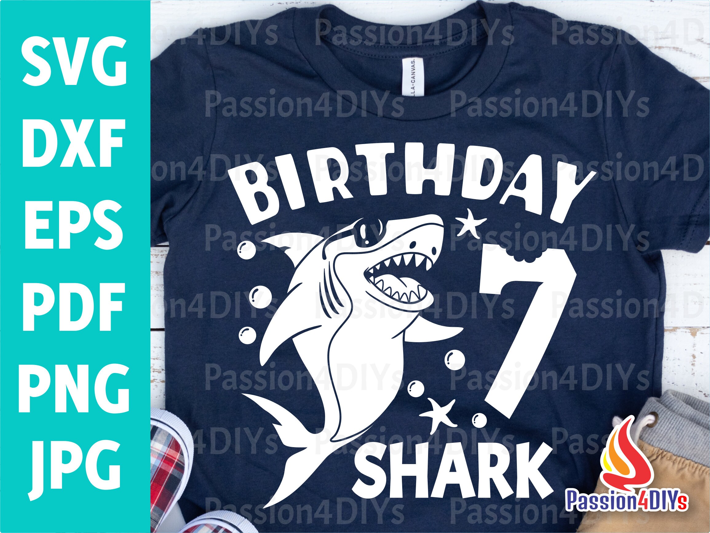 Shark 7th Birthday Svg Boy Birthday Shark 7 Svg Seventh - Etsy