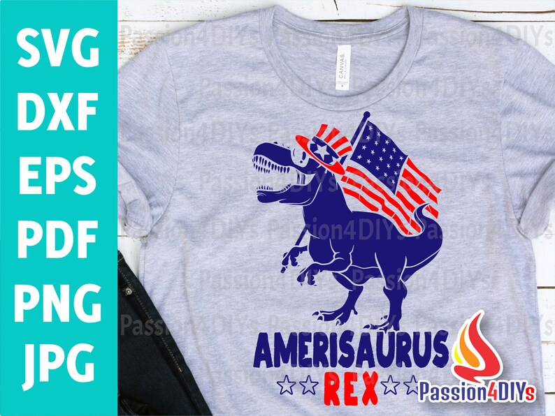 Ameri Saurus Svg, Patriotic Dinosaur USA T-rex, 4th of July Svg, Red ...