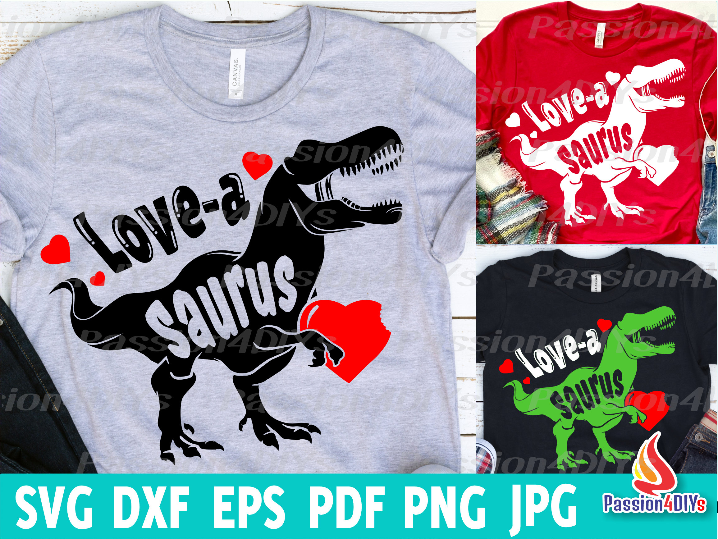 Love a Saurus Svg, Valentine’s Day Svg, Valentine Dinosaur Svg, Kid T ...