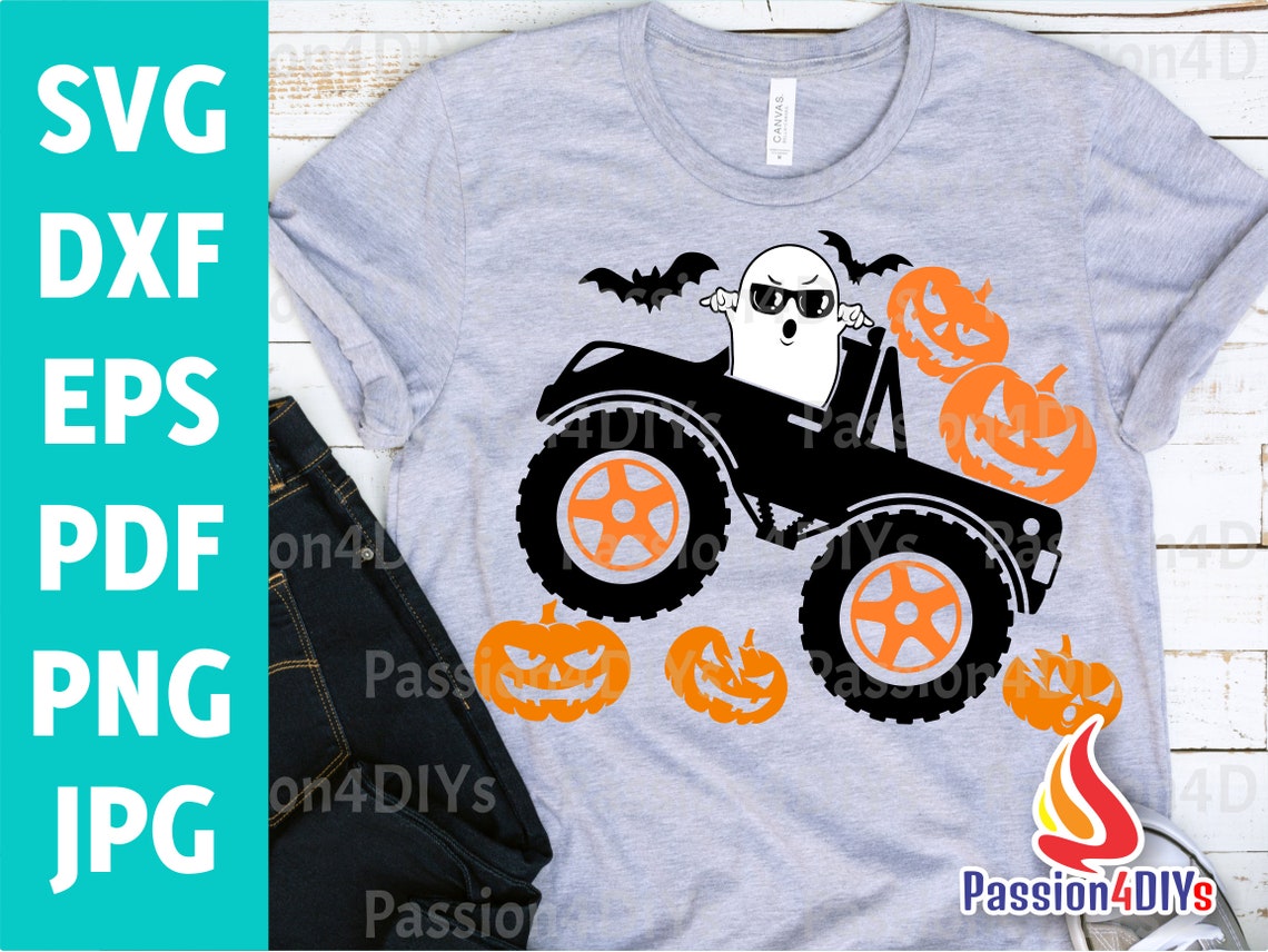 Halloween Pumpkin Smasher Svg, Cute Ghost Svg, Pumpkin Monster Truck ...