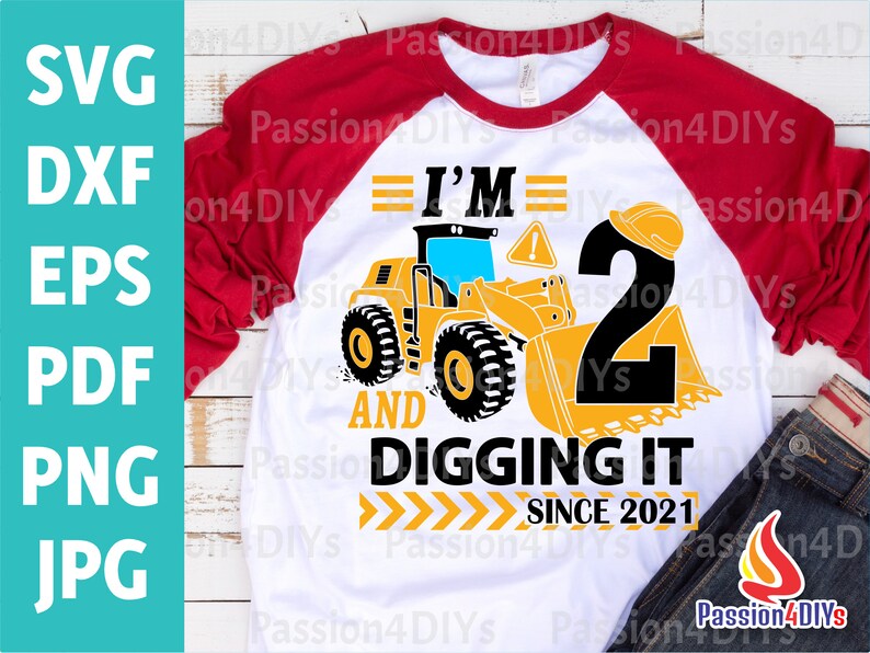 Im 2 and Digging It Bulldozer 2nd Birthday Boy Svg - Etsy