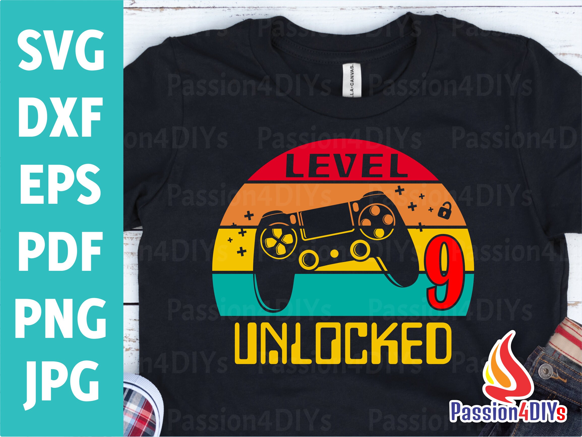Level 9 Unlocked svg 9th Birthday Boy Gamer / 9 years Old | Etsy