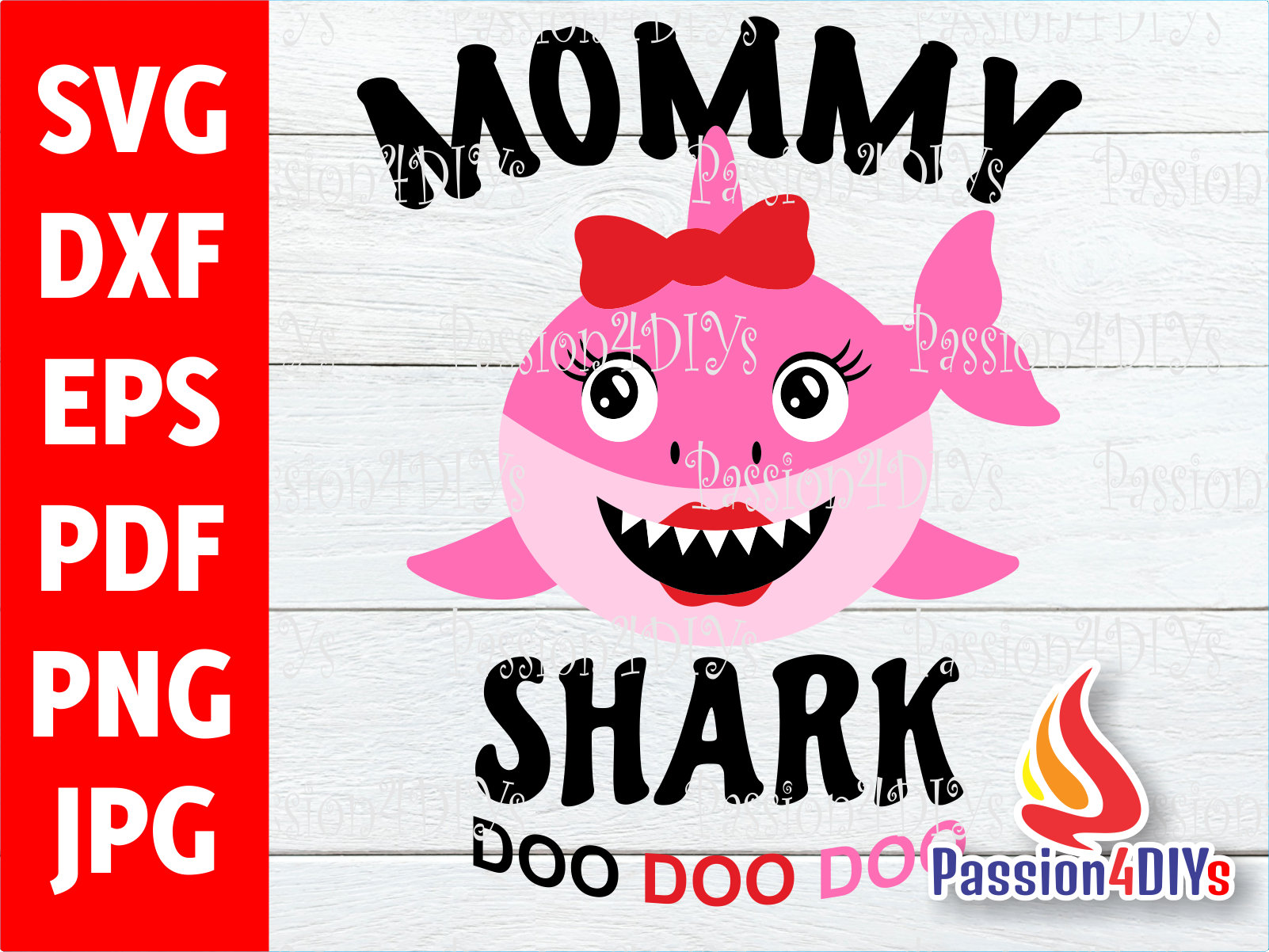 Mommy Shark Svg Mothers Day Svg Shark Family Clipart Eps | Etsy