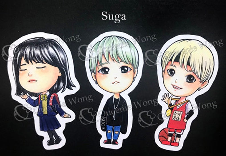 Bts Chibi Stickers 21 Handmade Glossy Stickers Of Bts Fanart Etsy