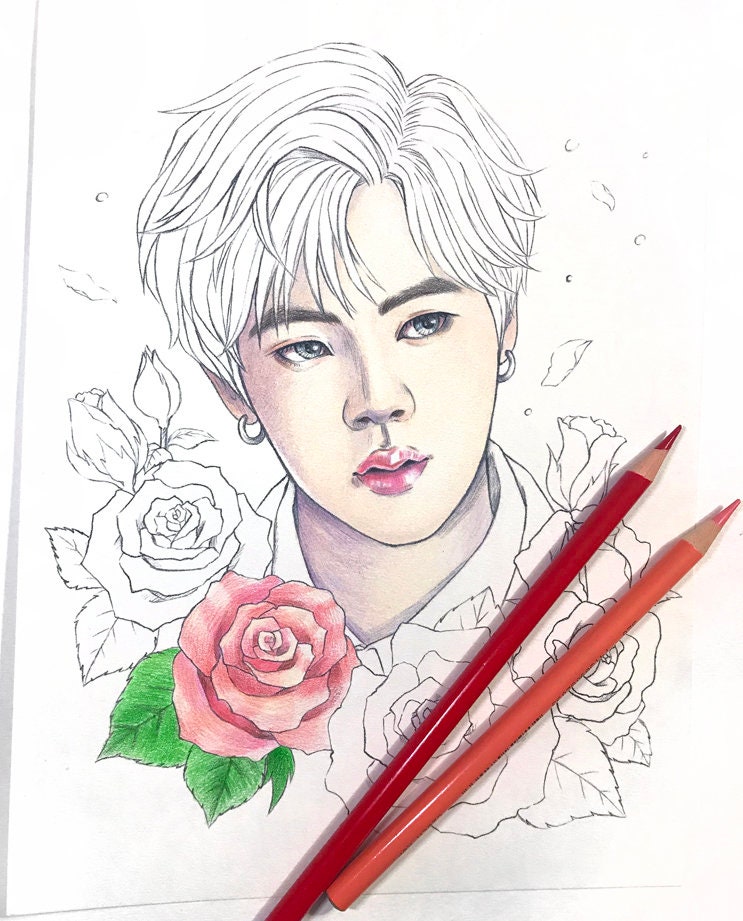 BTS Coloring Pages 8 BTS Realistic Drawings of Fantasy on - Etsy