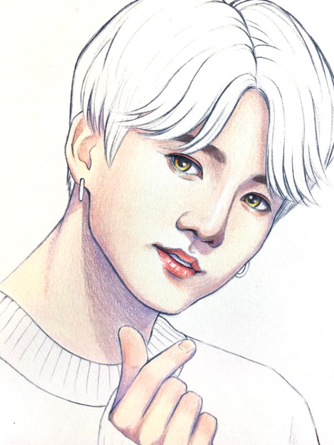 BTS Coloring pages 14 BTS realistic drawings on heavy weight | Etsy