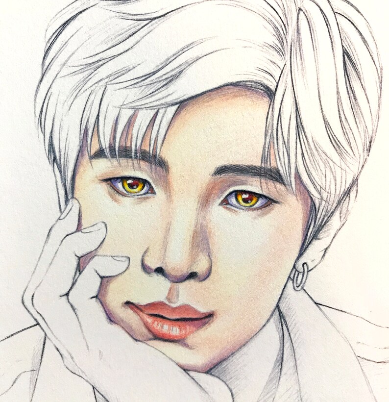 BTS Coloring Pages 14 BTS Realistic Drawings on Heavy Weight - Etsy