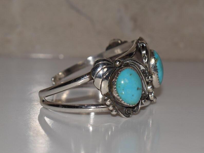 Blue Turquoise Silver Matrix Triple Stone Sterling Leaf Feather Native ...