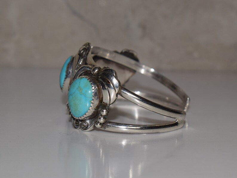 Blue Turquoise Silver Matrix Triple Stone Sterling Leaf Feather Native ...
