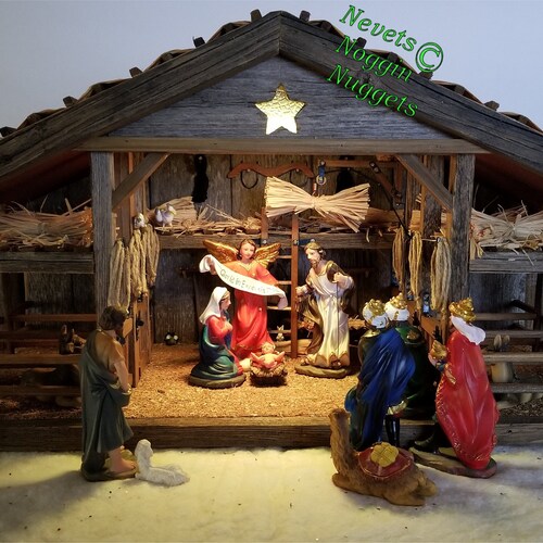 Handmade Wooden Christmas Nativity Manger Stable With Light. - Etsy
