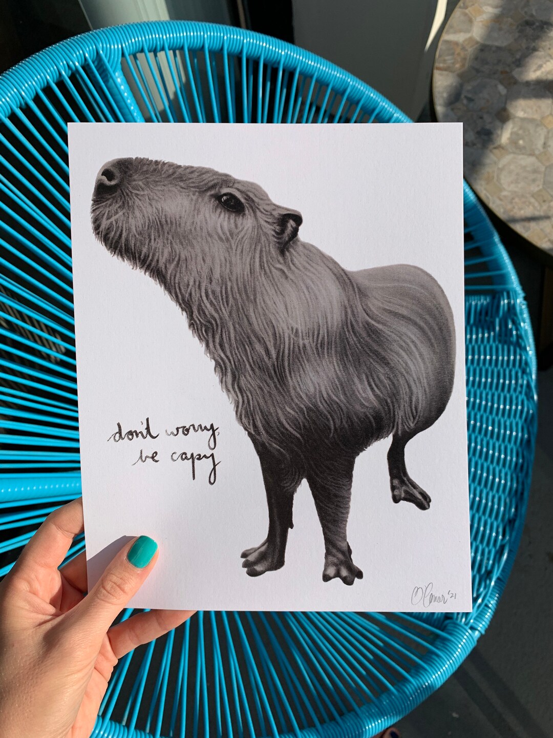 Capybara Art Print - “don’t Worry, Be Capy” - Etsy