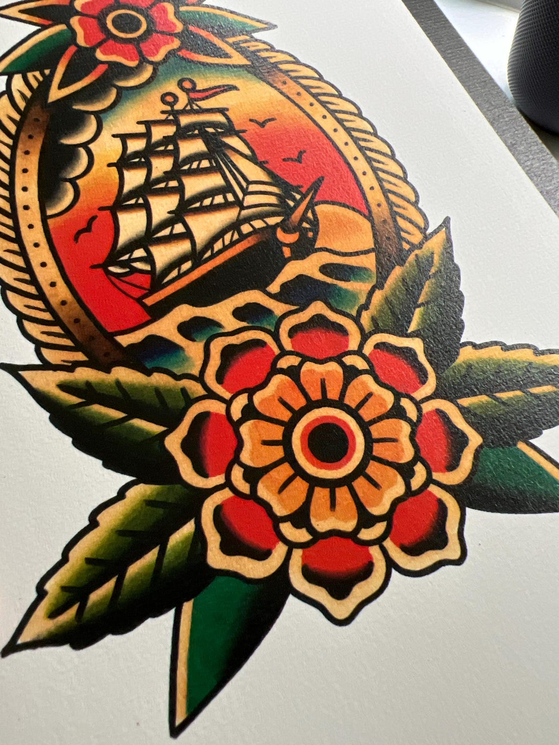 Traditional Ship A4 Old School Tattoo Flash Nautical Print - Etsy