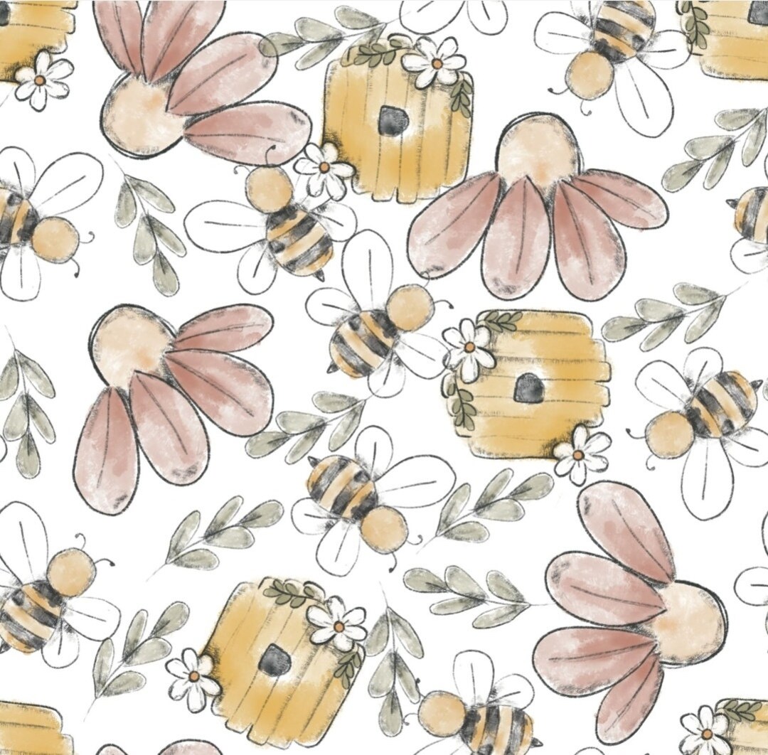 Jersey In-house Production Honey Bee, Fabrics for Children, Jersey Bees ...