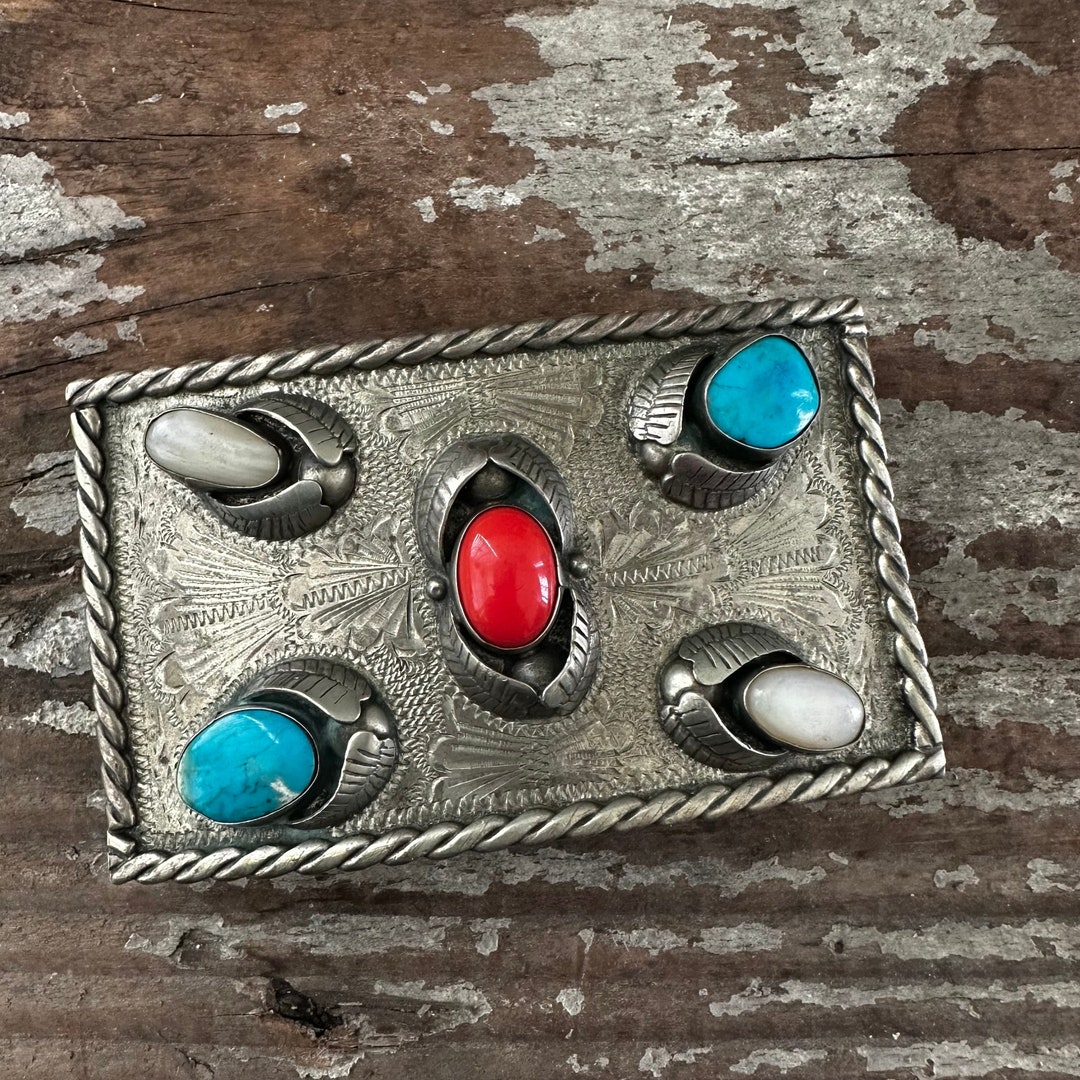 Vintage Alpaca Silver Southwestern Style Belt Buckle Signed - Etsy