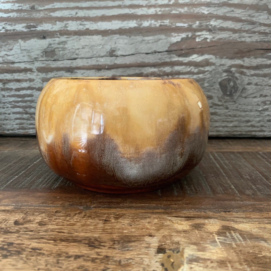 Vintage Miali Pottery Bowl Marble Yellow & Brown Glazed California ...