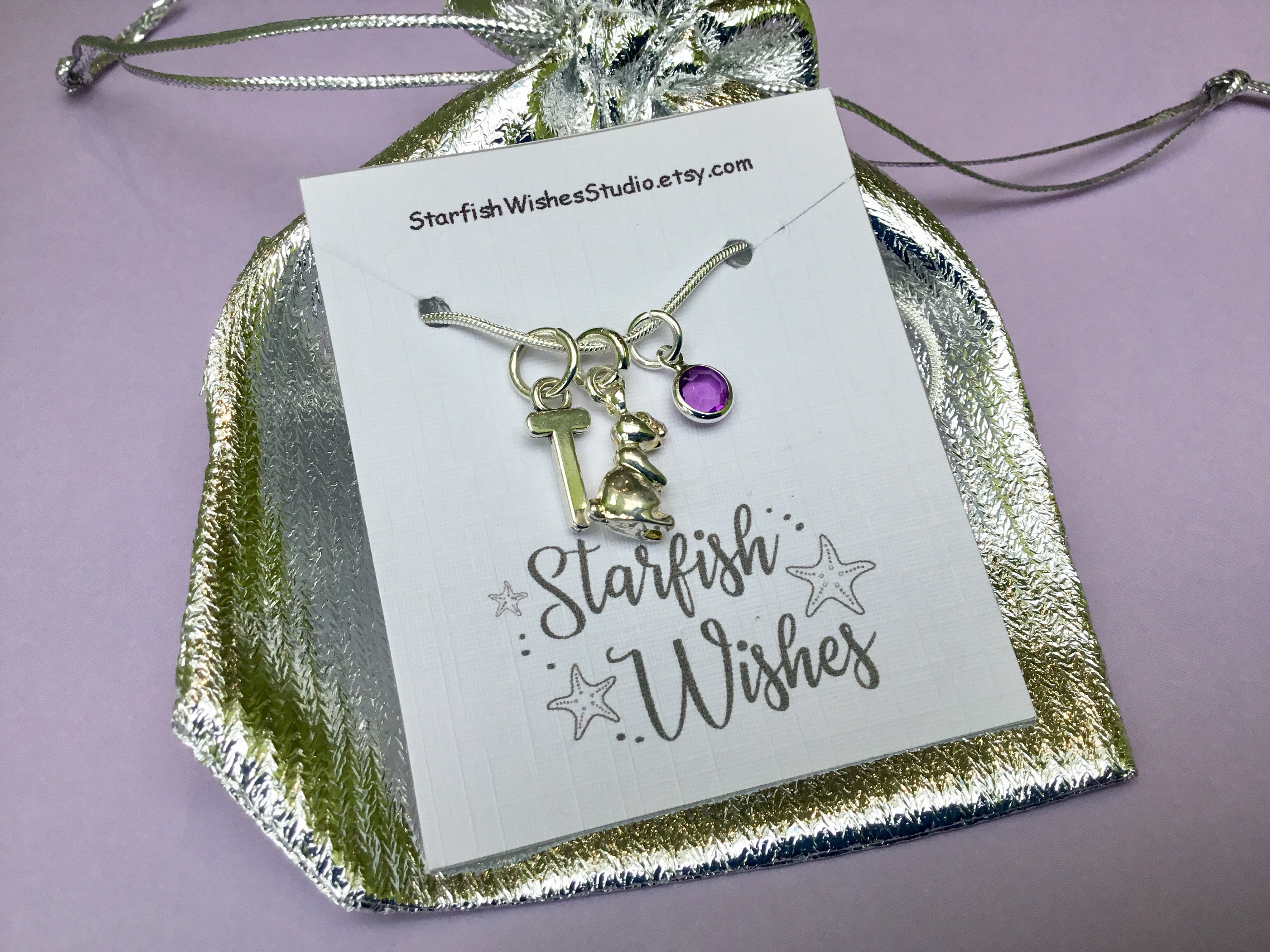 Rabbit Necklace Rabbit Birthstone Rabbit Pendant Easter Necklace Rabbit ...