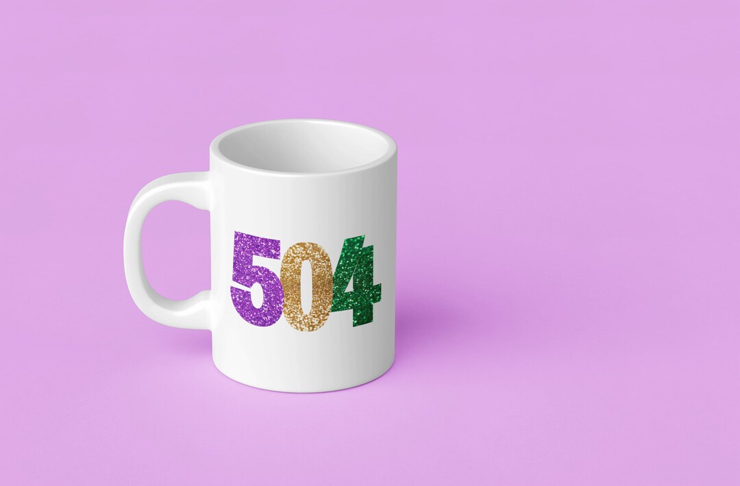 504 New Orleans Area Code Glitter Coffee Mug 11oz - Etsy