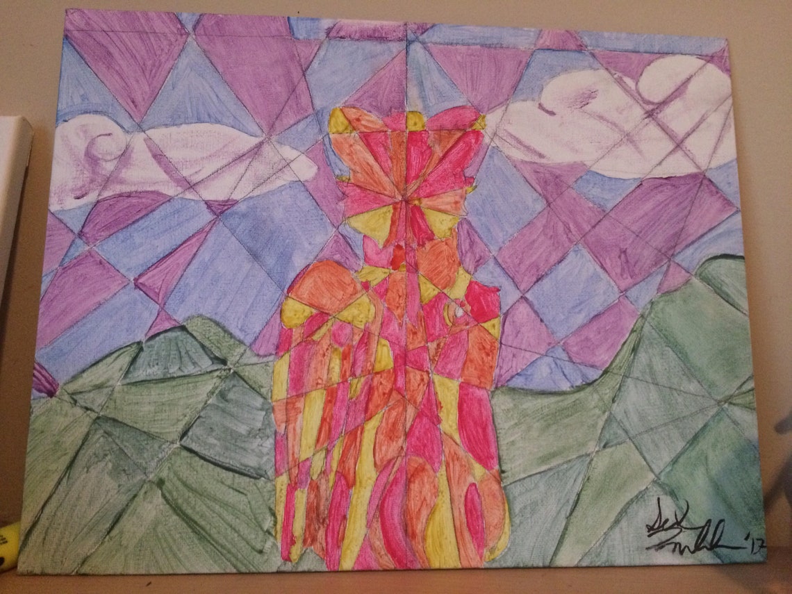 Winged Wolf Cubism Painting - Etsy